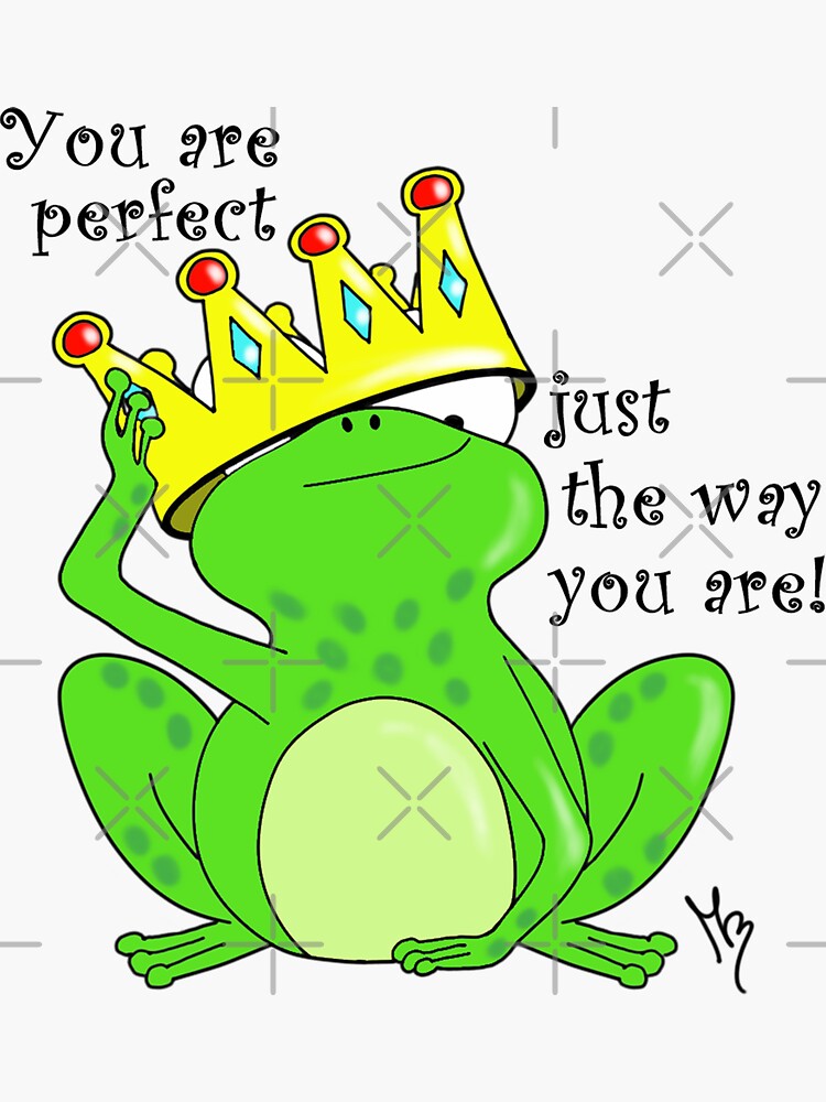 "Cartoon funny frog prince and inspiring quote" Sticker for Sale by ...
