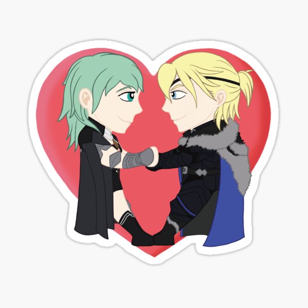 "Dimitri x (f) Byleth Chibi Heart" Sticker by AlysFancosm | Redbubble
