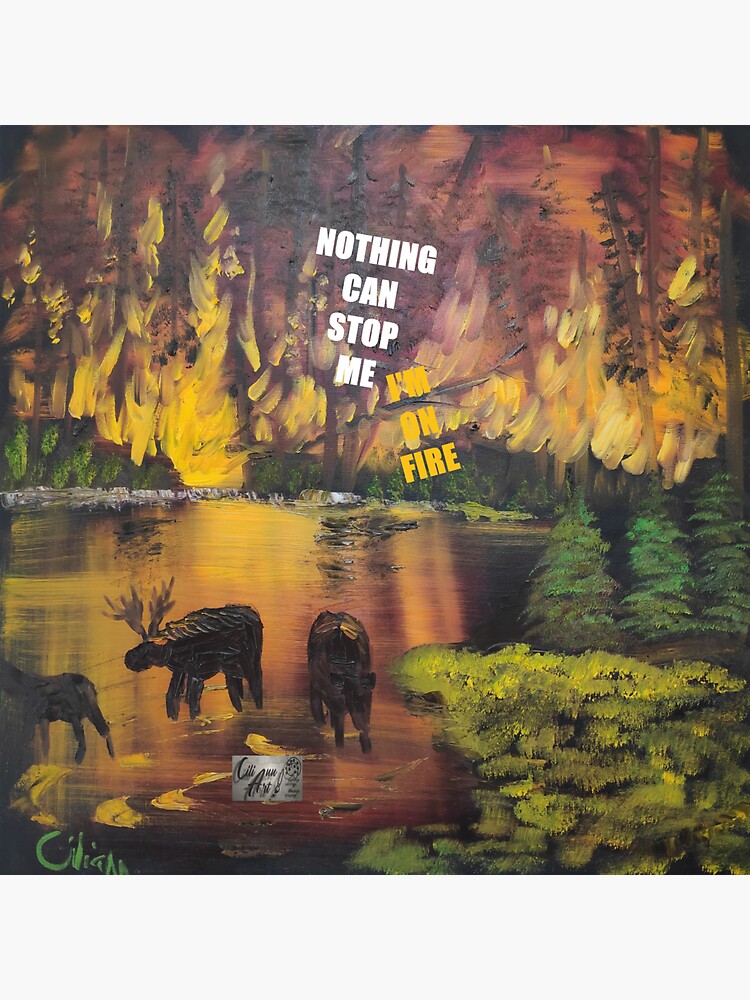 "Wildfire Wild Fire Forest Trees Water River Nature" Sticker for Sale ...