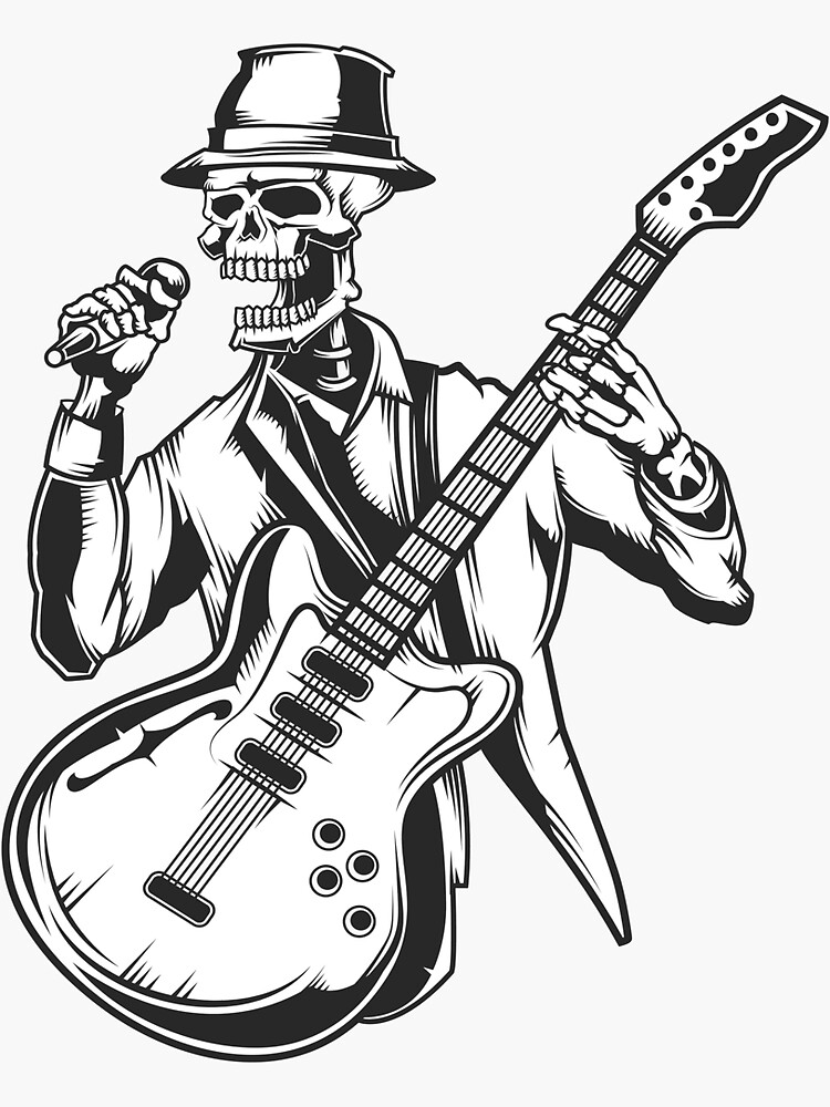 "Skeleton Singer" Sticker for Sale by Rittichai | Redbubble