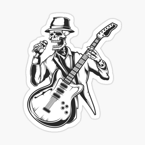"Skeleton Singer" Sticker for Sale by Rittichai | Redbubble