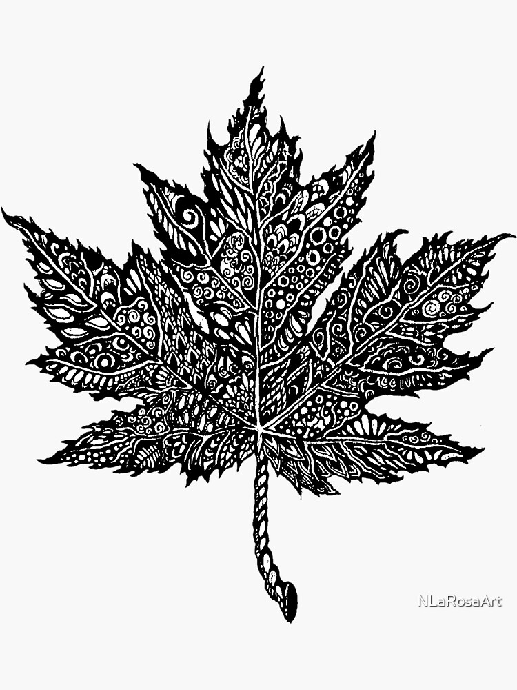 "Blackwork leaf" Sticker by NLaRosaArt | Redbubble