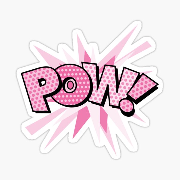 "POW Pink Comic Book Sans Flash Pop Art Trendy Fun" Sticker by ...