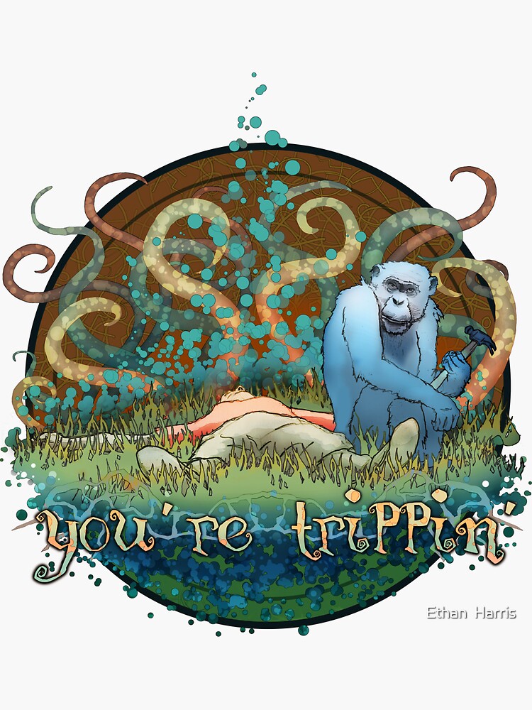 "you're trippin'" Sticker by ethanharrisart | Redbubble