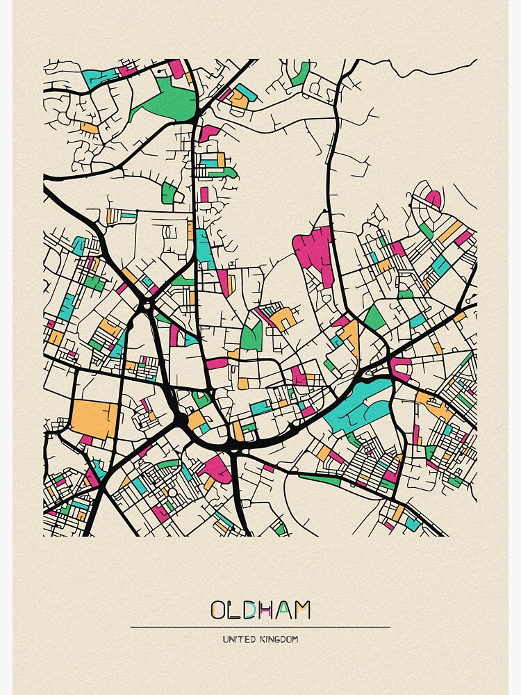 "Oldham, England Street Map" Sticker for Sale by geekmywall | Redbubble