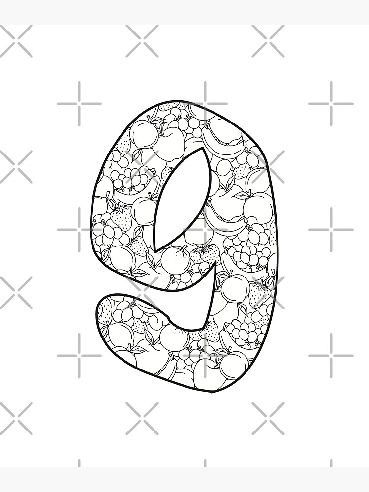 "Number 9- Fruity Print sticker" Poster for Sale by Fruit-Tee | Redbubble