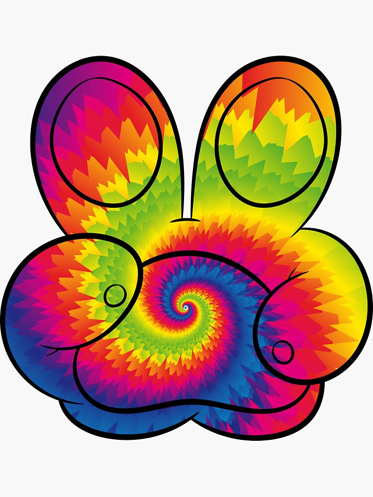"Dog Paw Peace Sign Tie Dye Hippies" Sticker by xxBENxx | Redbubble