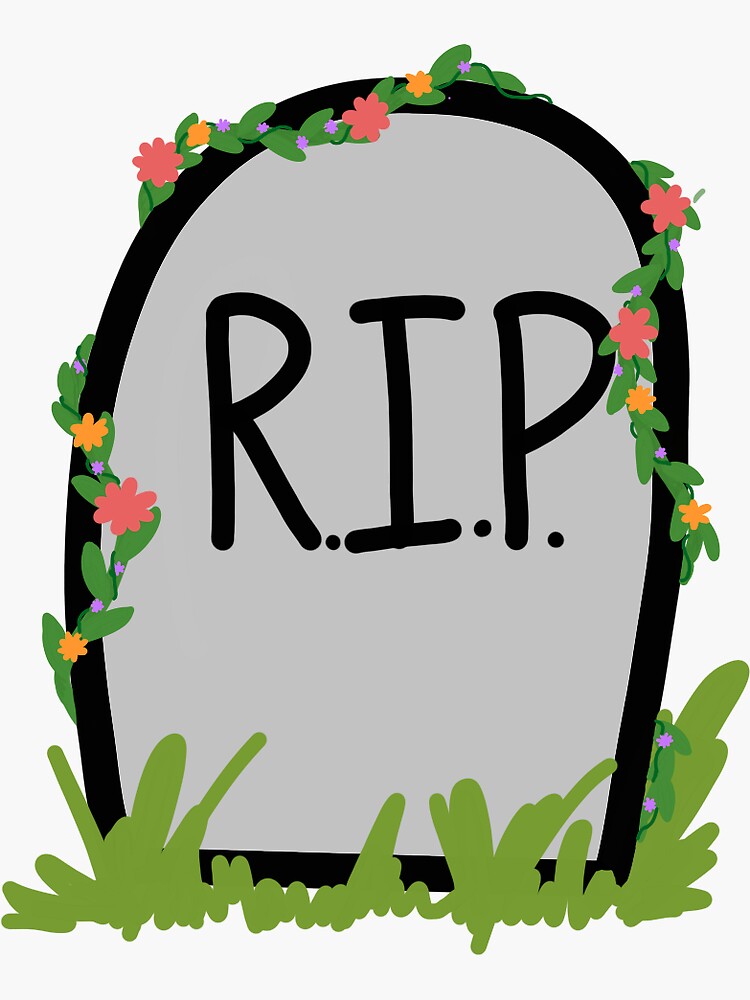 "RIP Gravestone with Grasses and Vines with Flowers" Sticker for Sale ...