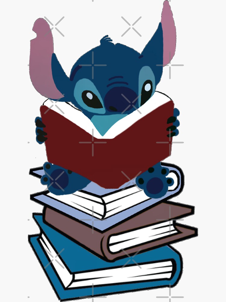 "Stitch Reading" Sticker for Sale by mcamore | Redbubble