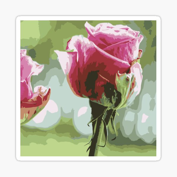 "low poly pink rose bud." Sticker by TobysPurpose | Redbubble
