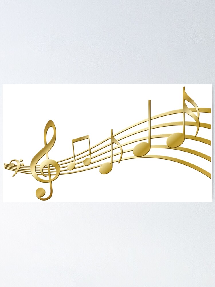 "Musical Notes in Gold" Poster for Sale by audio-sync | Redbubble