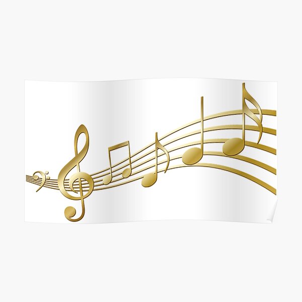 "Musical Notes in Gold" Poster for Sale by audio-sync | Redbubble
