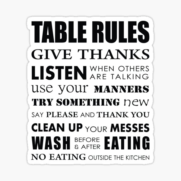 "Tables Rules" Sticker for Sale by marilineandco | Redbubble