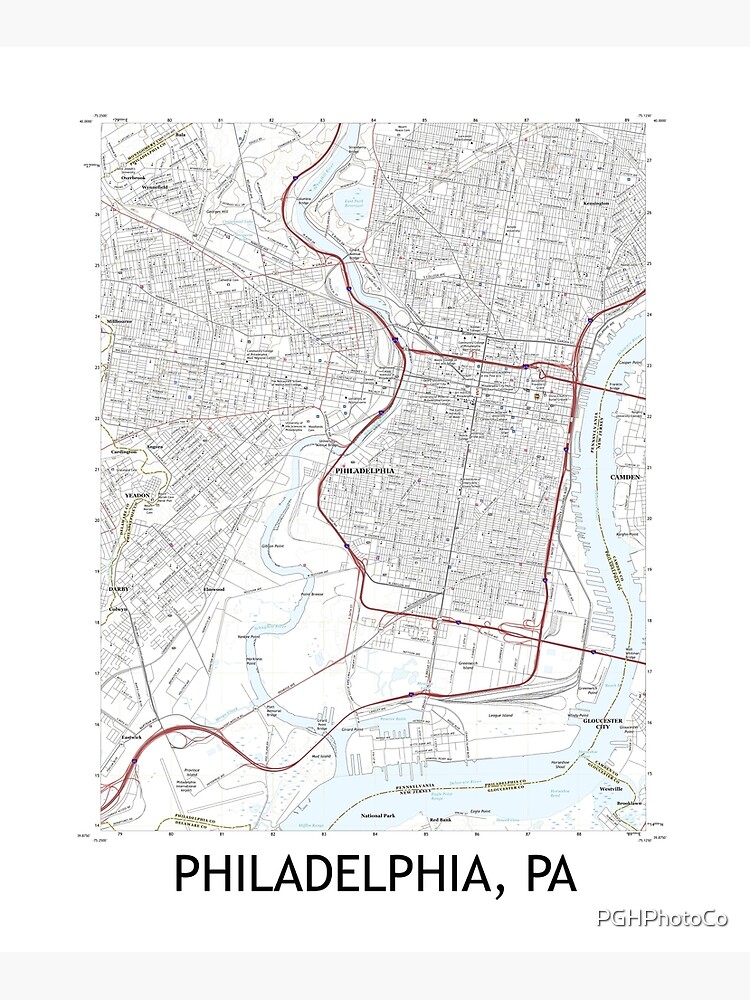 "Philadelphia, PA Topographical Map Clean" Poster for Sale by ...