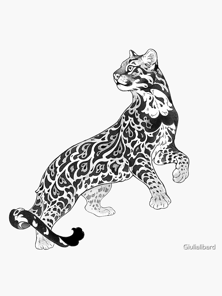 "Ocelot lineart " Sticker for Sale by Giulialibard | Redbubble