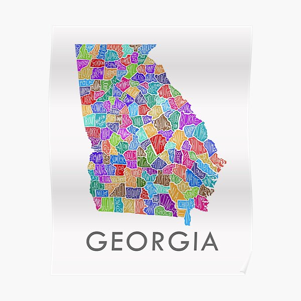 "Georgia County Map - multicolor" Poster for Sale by margarethagan ...