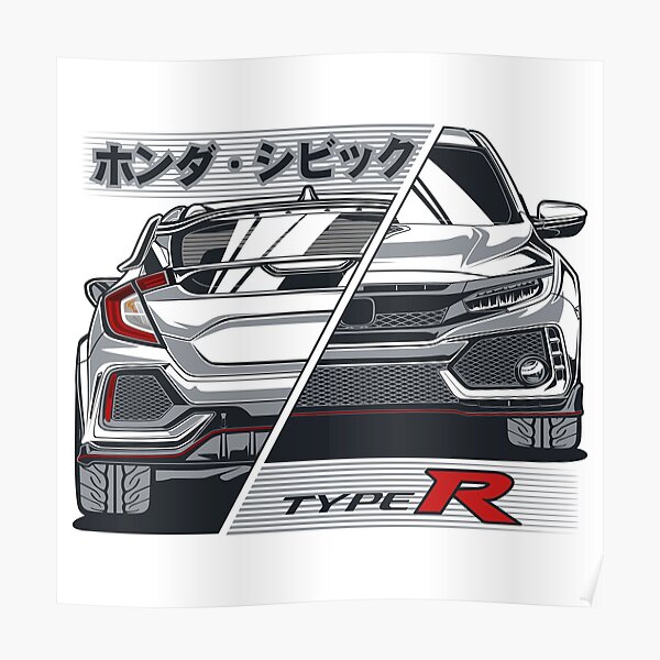 "Civic Type R FK8 Front and Back View" Poster by idrdesign | Redbubble