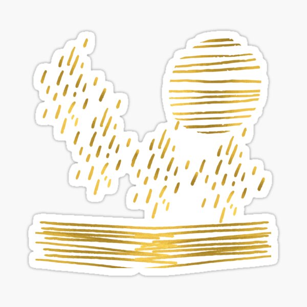 "Golden Rain Abstract Line Art" Sticker by ludystoday | Redbubble