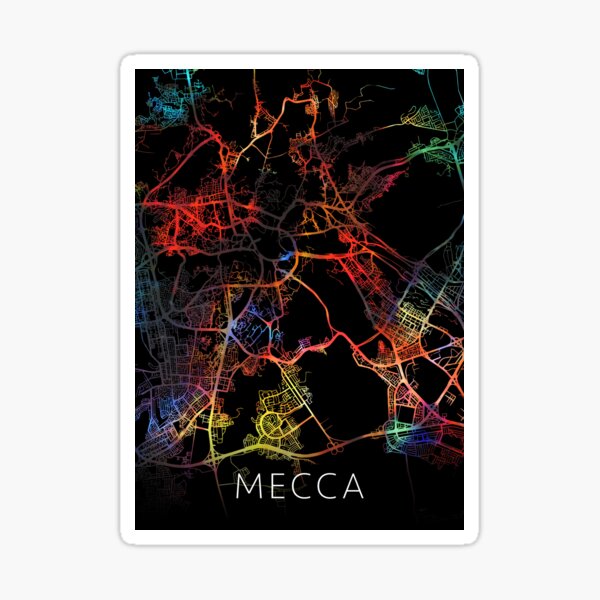 "Mecca City Street Map Dark Mode" Sticker for Sale by map-lover | Redbubble