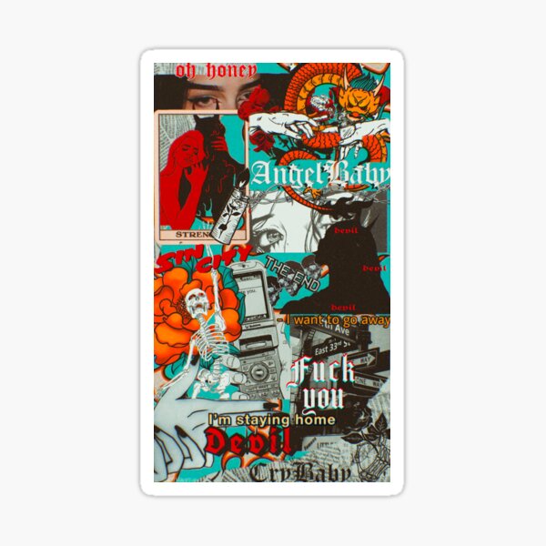 "Grunge aesthetic collage poster" Sticker by Water12243 | Redbubble