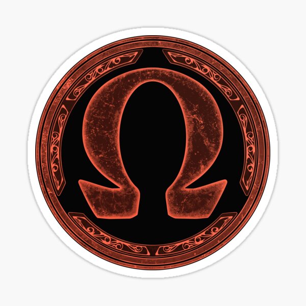 "Omega symbol shield" Sticker for Sale by NicGrayGraphic | Redbubble