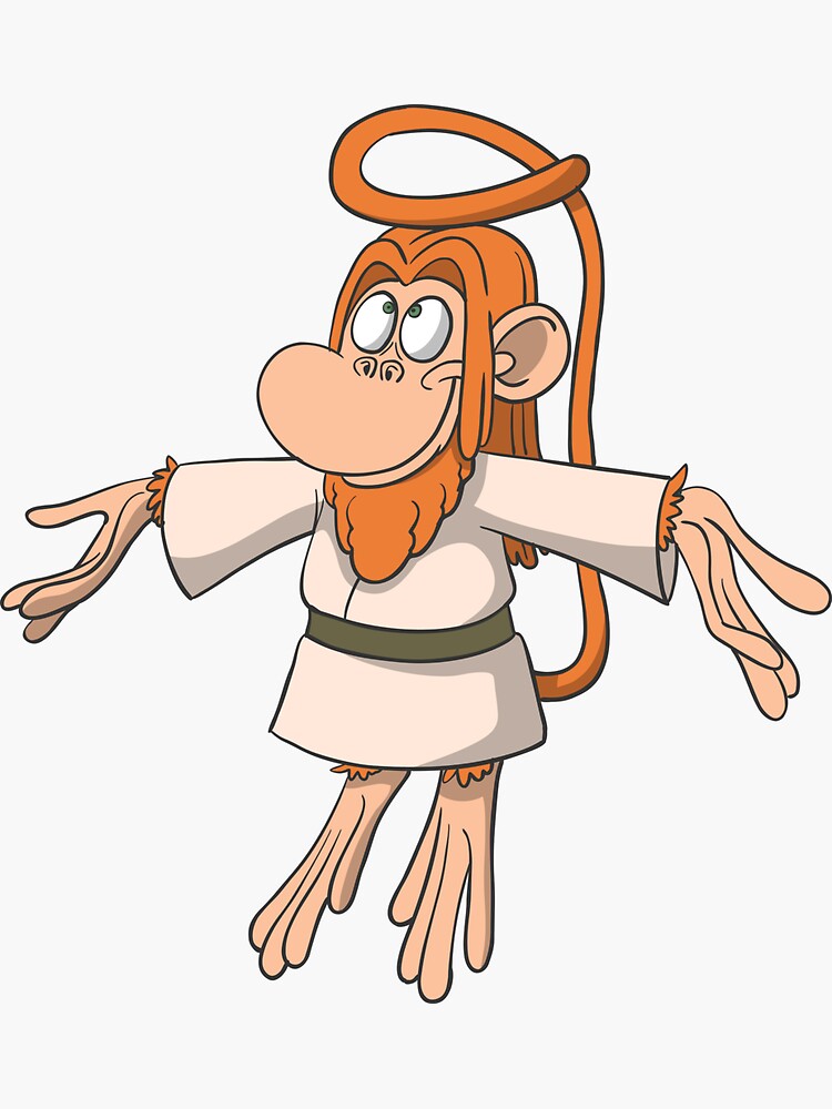 "Monkey in Jesus outfit" Sticker by ansgarhugo | Redbubble