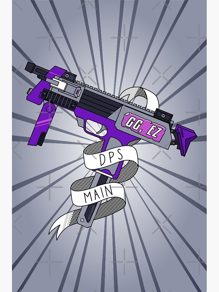 "DPS Main | Gamer Art FPS RPG | Submachine Gun" Art Print by ...