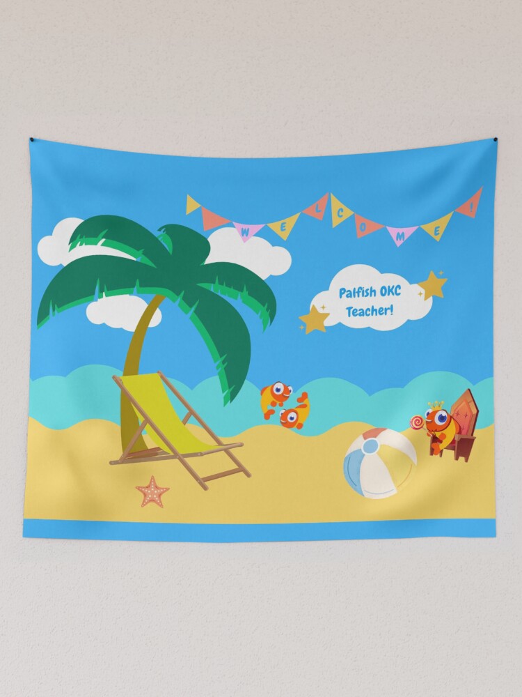 "Portable/Travel Friendly Palfish Beach Classroom Background" Tapestry ...