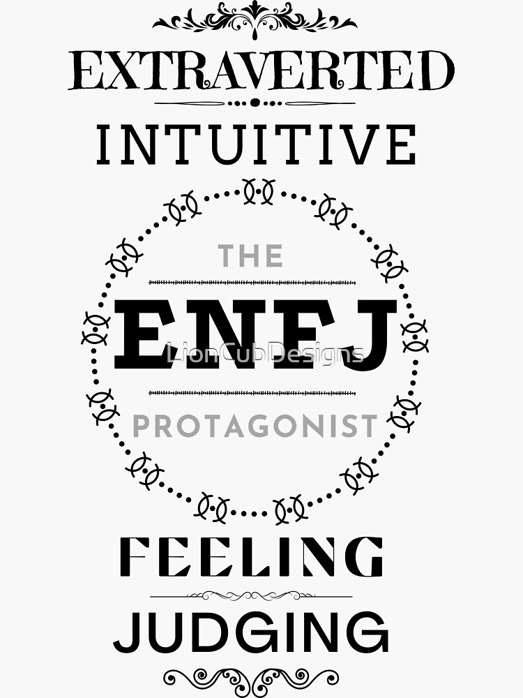 Pegatina «MBTI- El protagonista de ENFJ» de LionCubDesigns | Redbubble