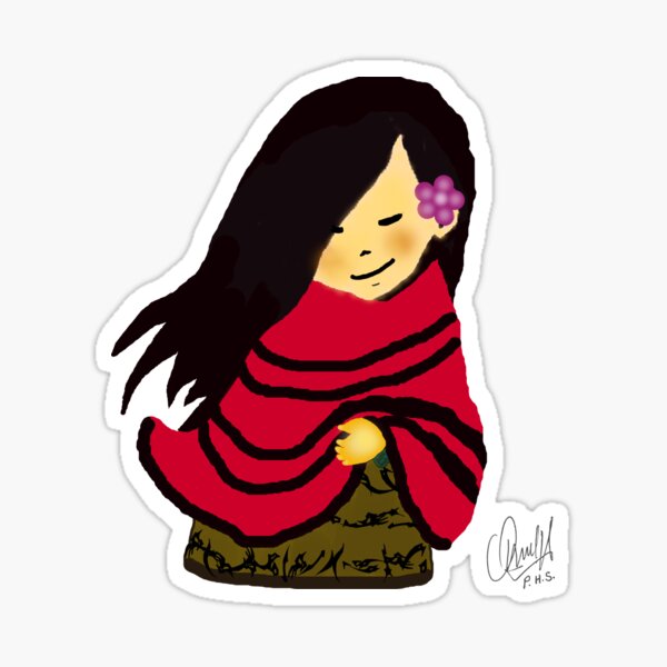 "Lady in a Poncho" Sticker for Sale by VicenteHS | Redbubble