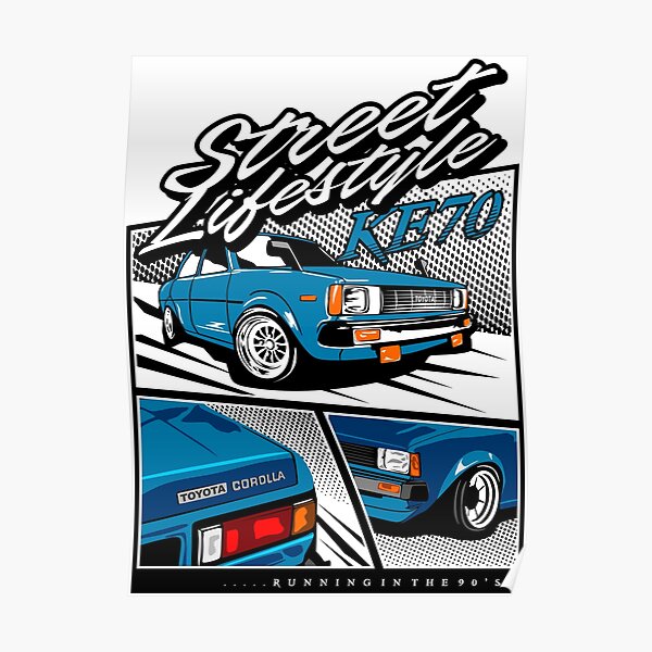 "Toyota KE70 Anime Style" Poster by iwanyells | Redbubble