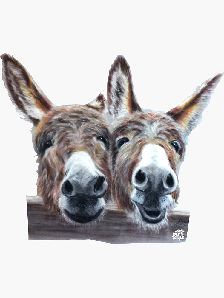 "Donkeys" Sticker for Sale by SuMelvilleArt | Redbubble
