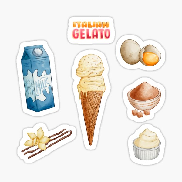 "Italian Vanilla Gelato Ice Cream Recipe" Sticker by NiftyTrinket ...