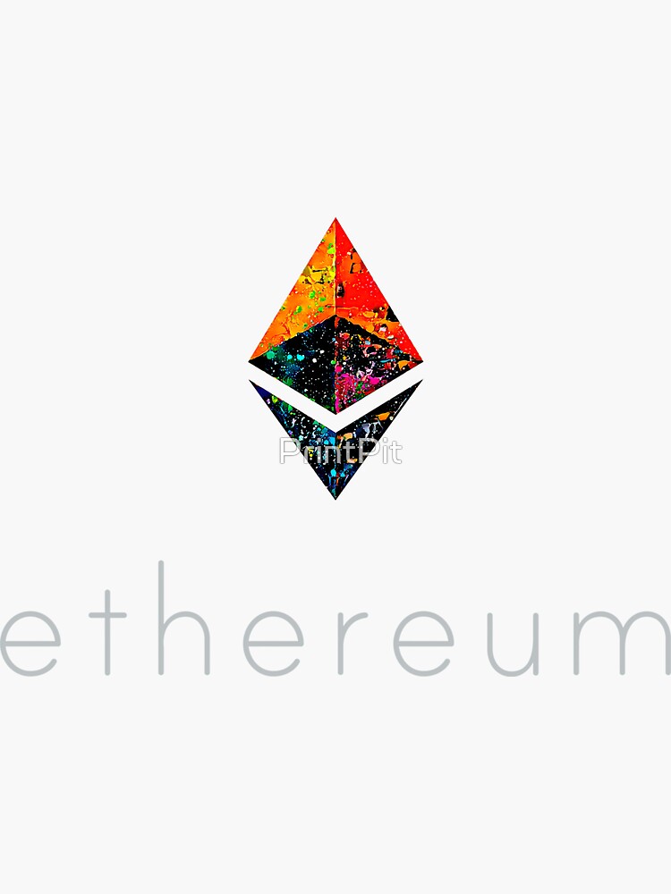 ""Paint Splatter" ETH crypto, Etherium logo with logo text. " Sticker ...