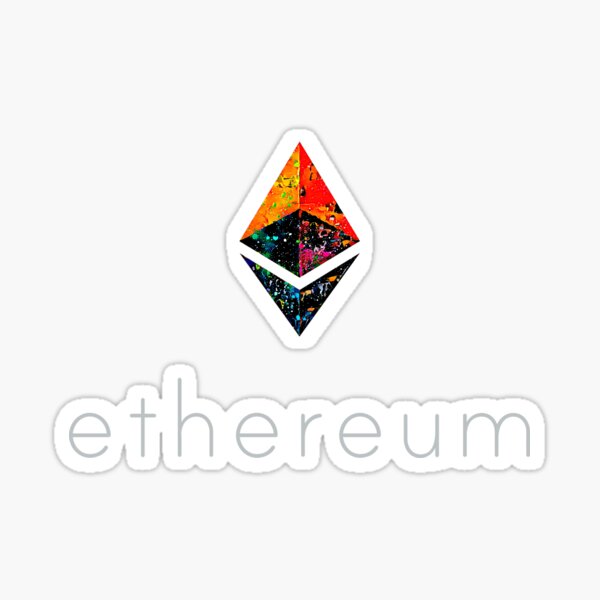 ""Paint Splatter" ETH crypto, Etherium logo with logo text. " Sticker ...