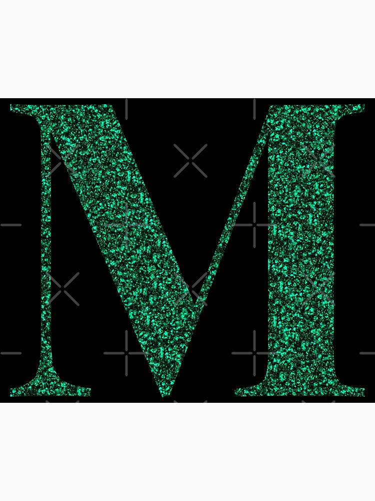 "Letter M Emerald Dark Green Glitter Effect Alphabet" Art Print for ...