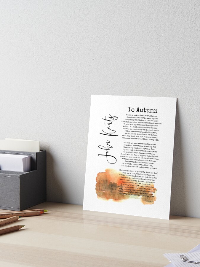"To Autumn by John Keats, Fall Poem, Poetry Decor, Wall Art" Art Board ...