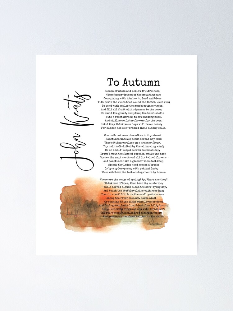 "To Autumn by John Keats, Fall Poem, Poetry Decor, Wall Art" Poster for ...