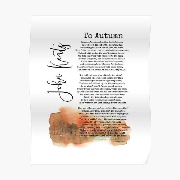"To Autumn by John Keats, Fall Poem, Poetry Decor, Wall Art" Poster for ...