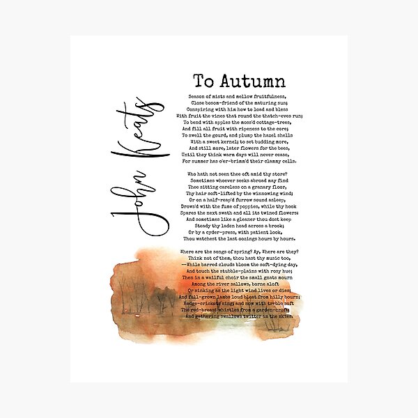"To Autumn by John Keats, Fall Poem, Poetry Decor, Wall Art ...