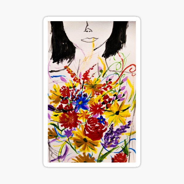 "anime girl flowers feelings " Sticker for Sale by MariaElenaPaint ...