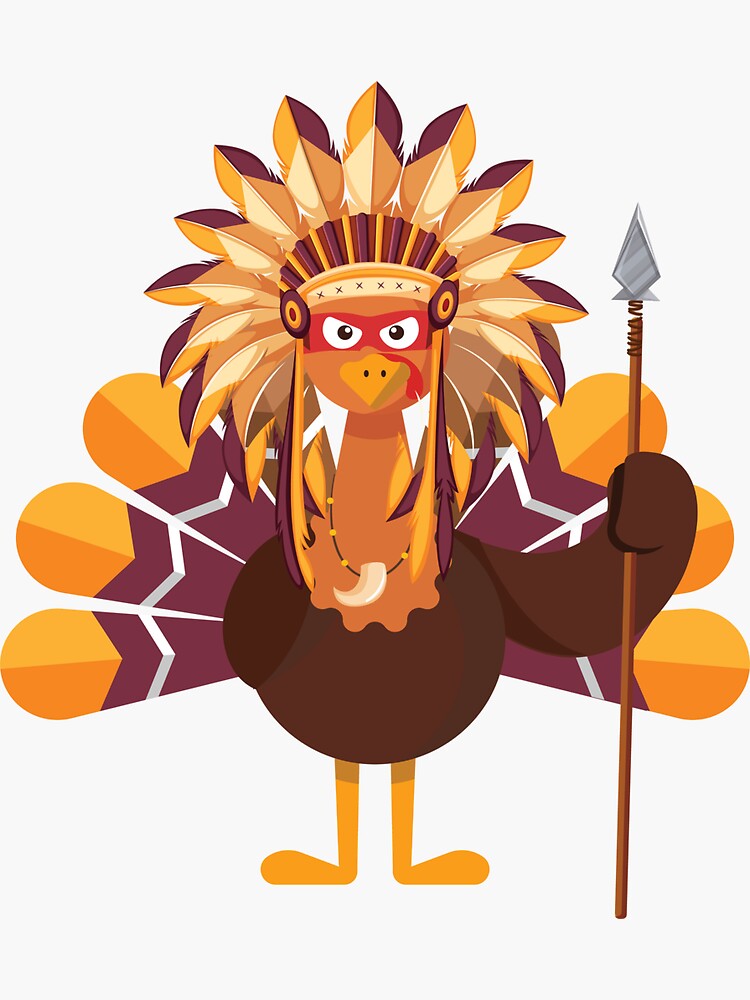 "Thanksgiving Angry Turkey Native American politics gift " Sticker for ...