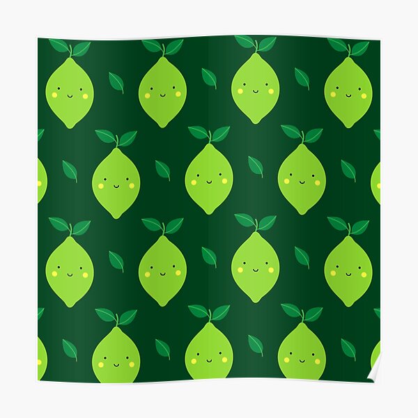 "Cute Kawaii Lime Pattern (green)" Poster for Sale by designminds ...