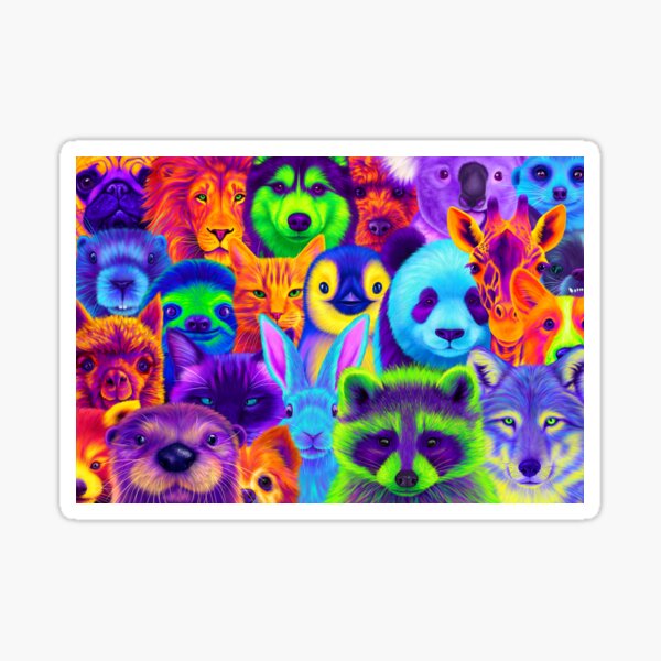 "Neon Animals" Sticker for Sale by NeonFuzz | Redbubble