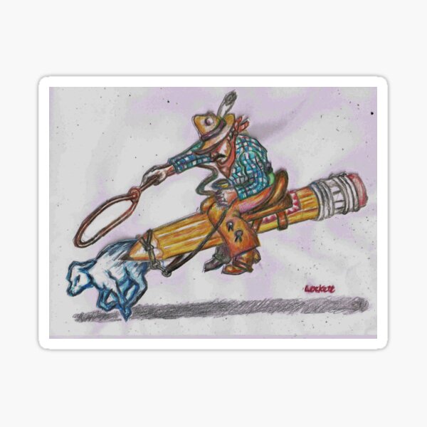 "Calf Rop[ng,No.2 Pencil" Sticker for Sale by red2000 | Redbubble