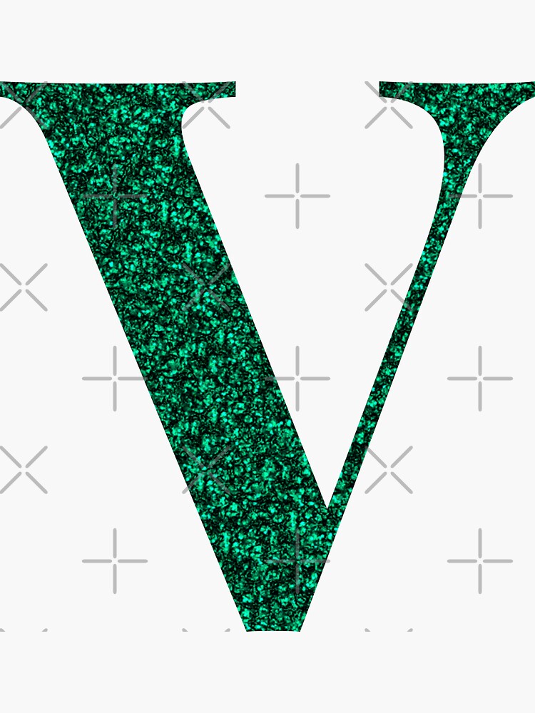 "Letter V Emerald Dark Green Glitter Effect Alphabet" Sticker for Sale ...