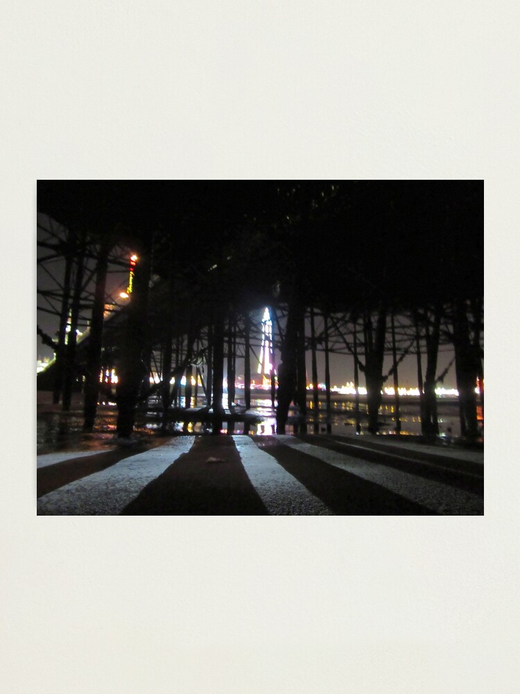 "Blackpool Lights Reflection In Water At Night " Photographic Print by ...