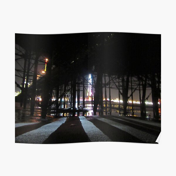 "Blackpool Lights Reflection In Water At Night " Poster by A-Morrell ...