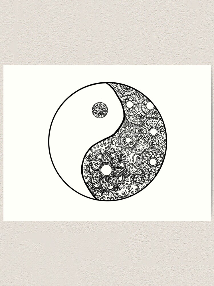 "Yin Yang Zentangle" Art Print for Sale by DesignPMG | Redbubble