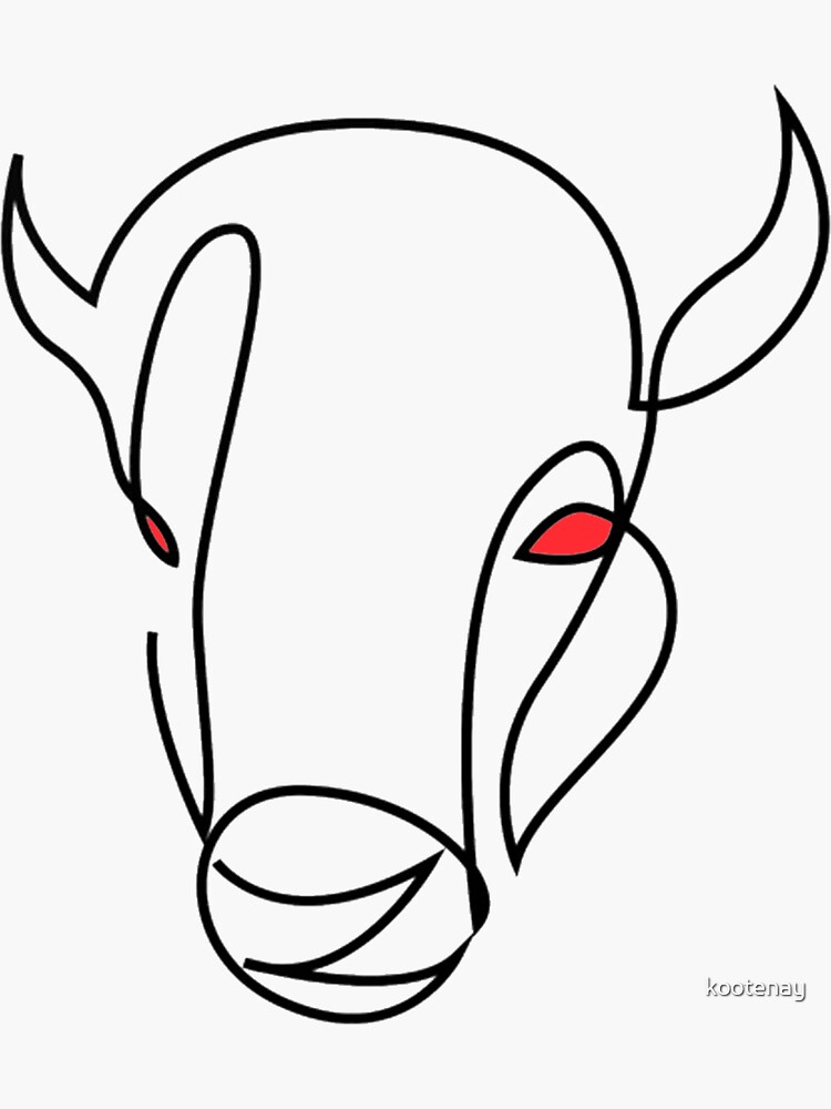 "Bull Line Drawing" Sticker for Sale by kootenay | Redbubble